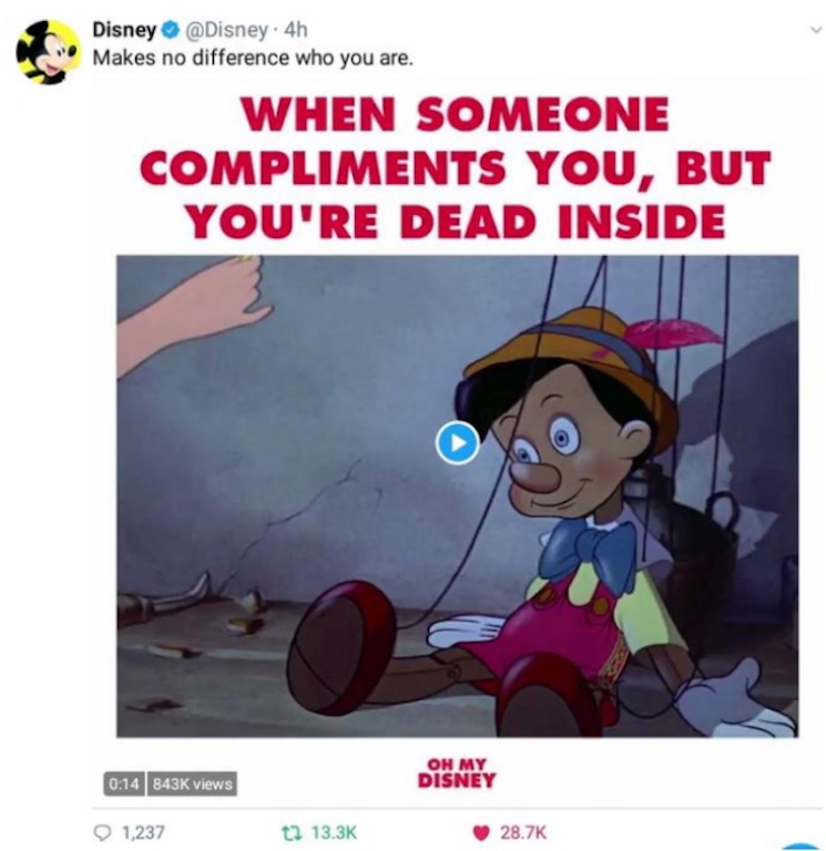Disney Tweeted and Deleted a Meme Claiming Pinocchio Was "Dead Inside ...