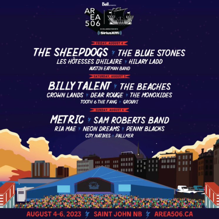 Saint John's AREA 506 Gets Billy Talent, Metric, the Sheepdogs, the Beaches for 2023 Festival ...