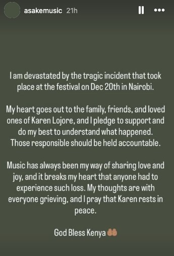 Asake "Devastated" by Crowd Crush Death at His Concert: "Those ...